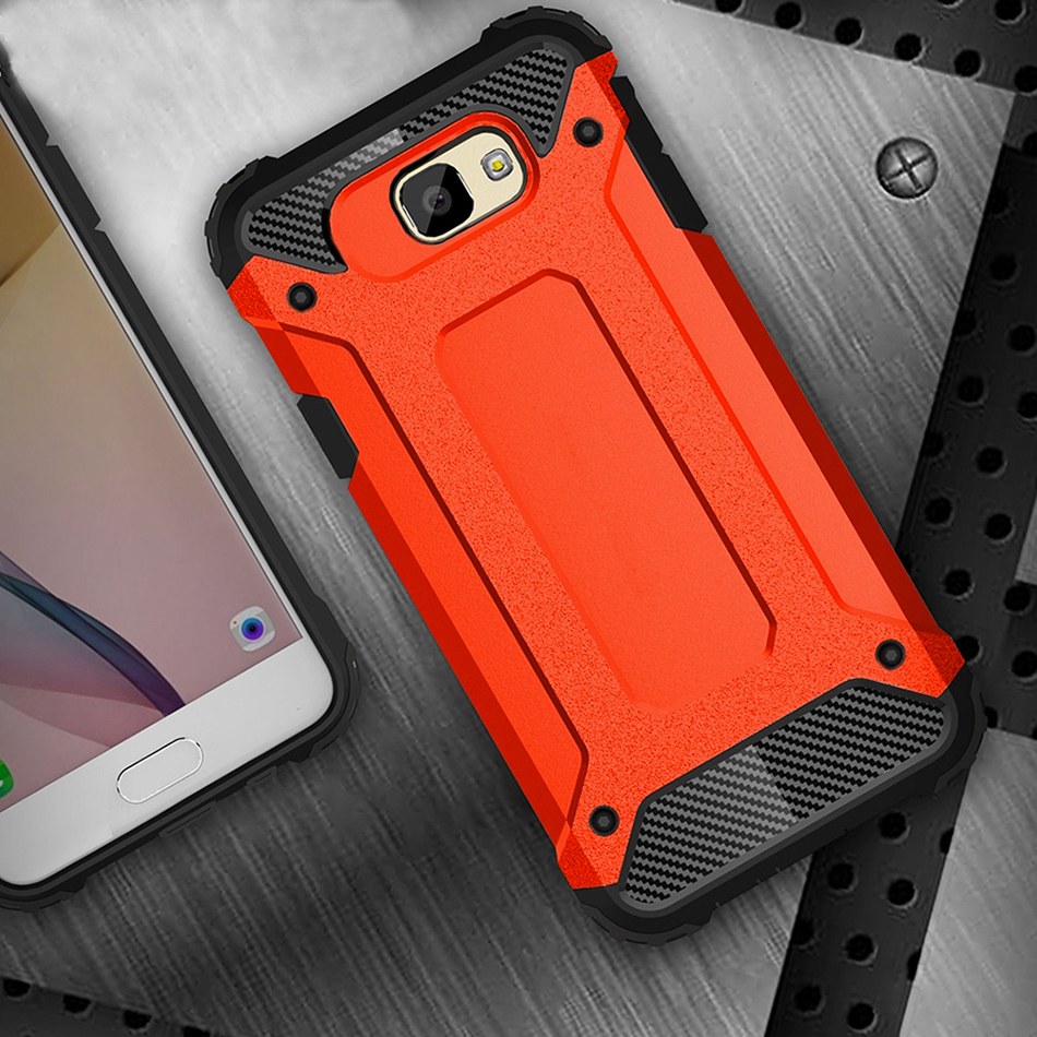 Military Defender Shockproof Case for Galaxy J7 Prime (Red)